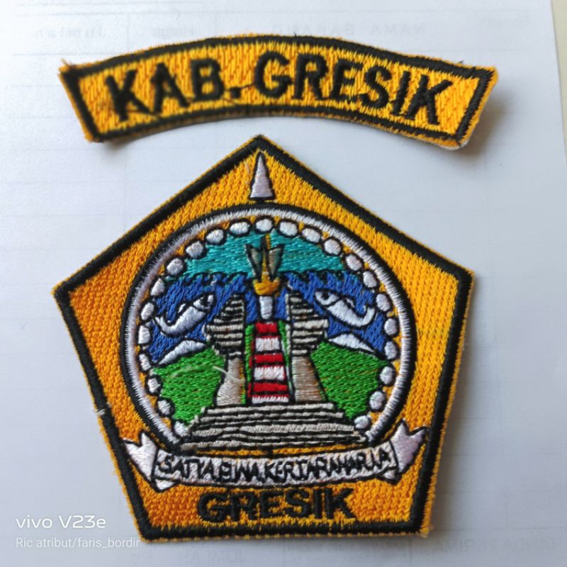 Jual badge kab gresik bedge pemda gresik logo pns pemda gresik bordir ...