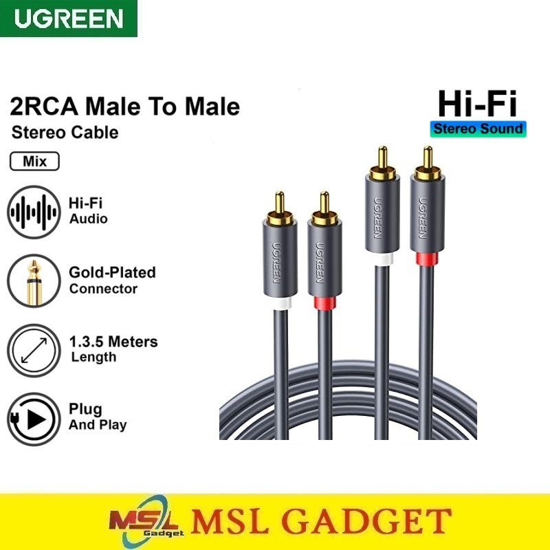 Jual UGREEN Kabel Audio 2 RCA to RCA Male to Male Amplifier Speaker TV ...