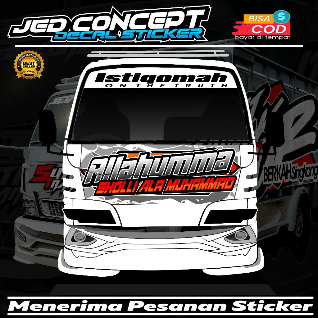 Jual stiker kabin truck elf macan allahumma shollialah muhammad ...