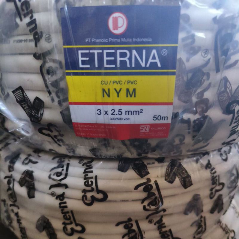 Jual kabel NYM Eterna kabel listrik Eterna 3x2,5 per roll 50M kawat | Shopee Indonesia