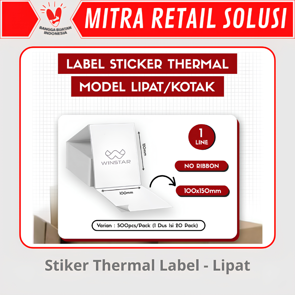 Jual Kertas Thermal Label Winstar 100 x 150 MM (isi 500pcs)-Lipat/Roll | Shopee Indonesia