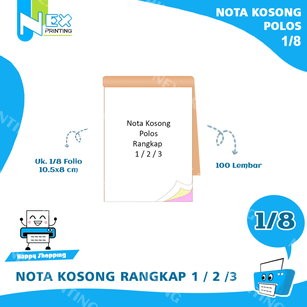 Jual Nota 1/8 Folio Memo Polos Kosong Kwitansi bisa Satuan ukuran Bon ...