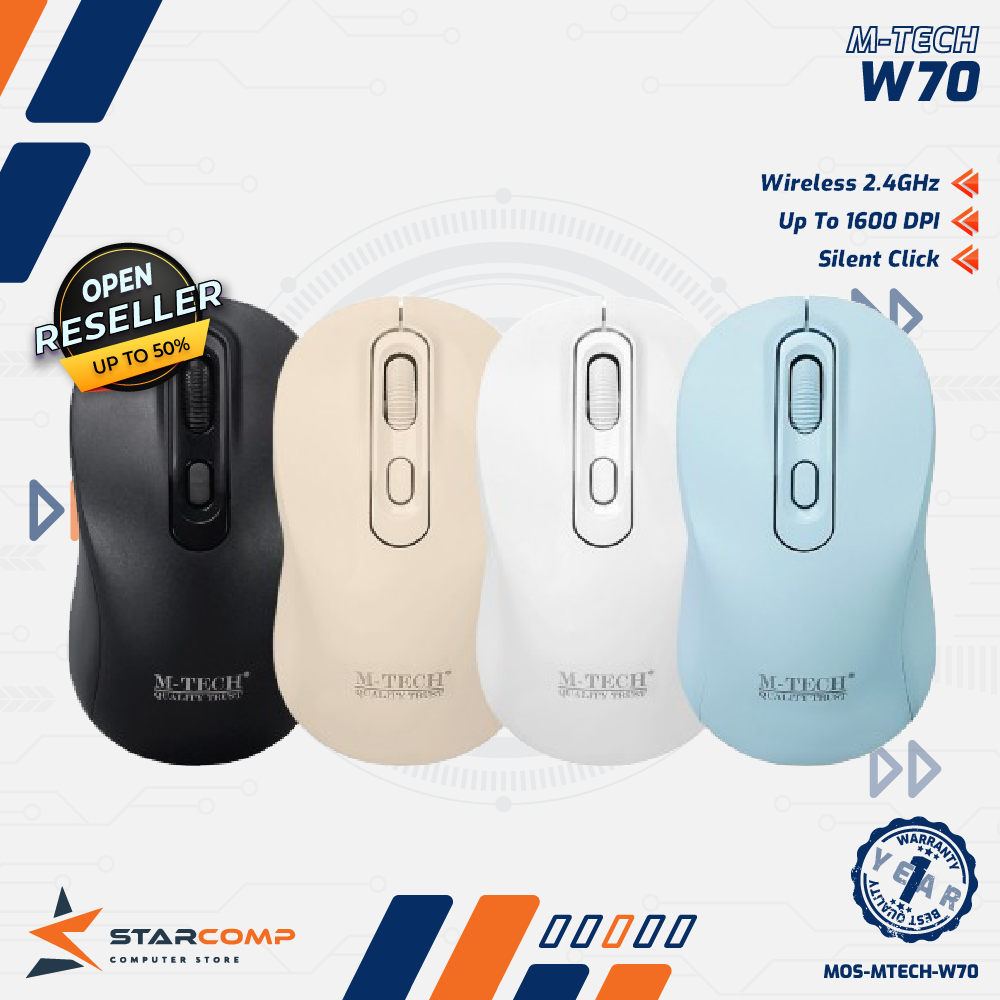 Jual M-Tech W70 Silent Mouse wireless 2.4 GHZ | Shopee Indonesia