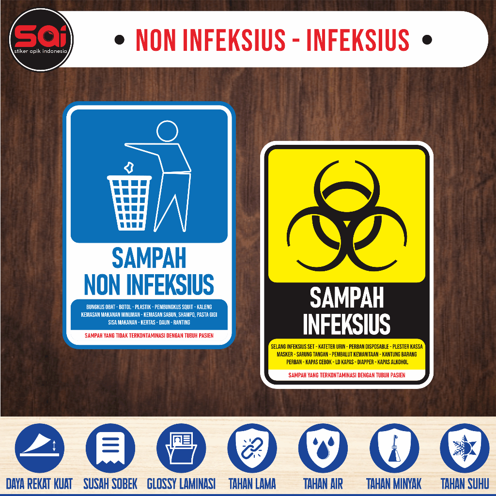 Jual stiker vinyl anti air SAMPAH NON INFEKSIUS & INFEKSIUS laminasi ...