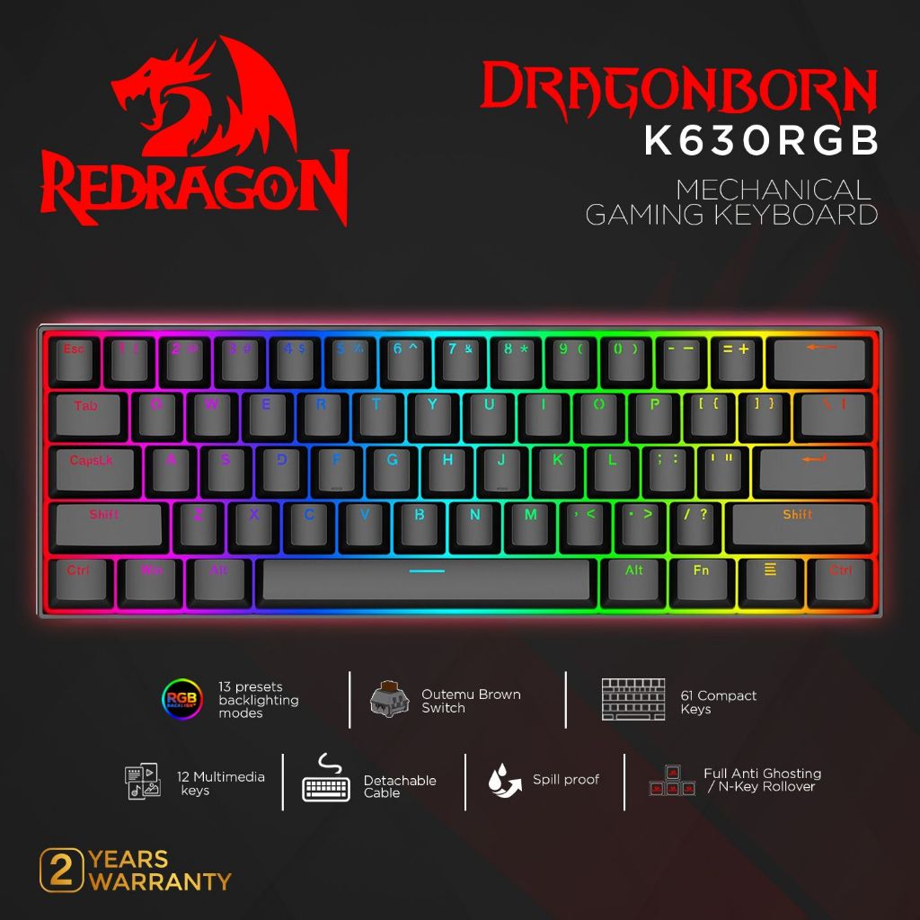 Jual Redragon Mechanical Gaming Keyboard RGB DRAGONBORN - K630RGB ...