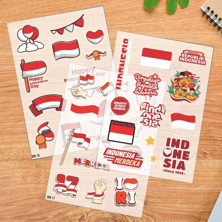 Jual Stiker Bendera Indonesia | Stiker Pack Bendera | Stiker Helm Label ...