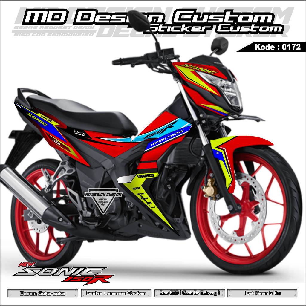 Jual 0172 (COD) Sticker Decal SONIC 150R FullBody Beas Request Nama ...
