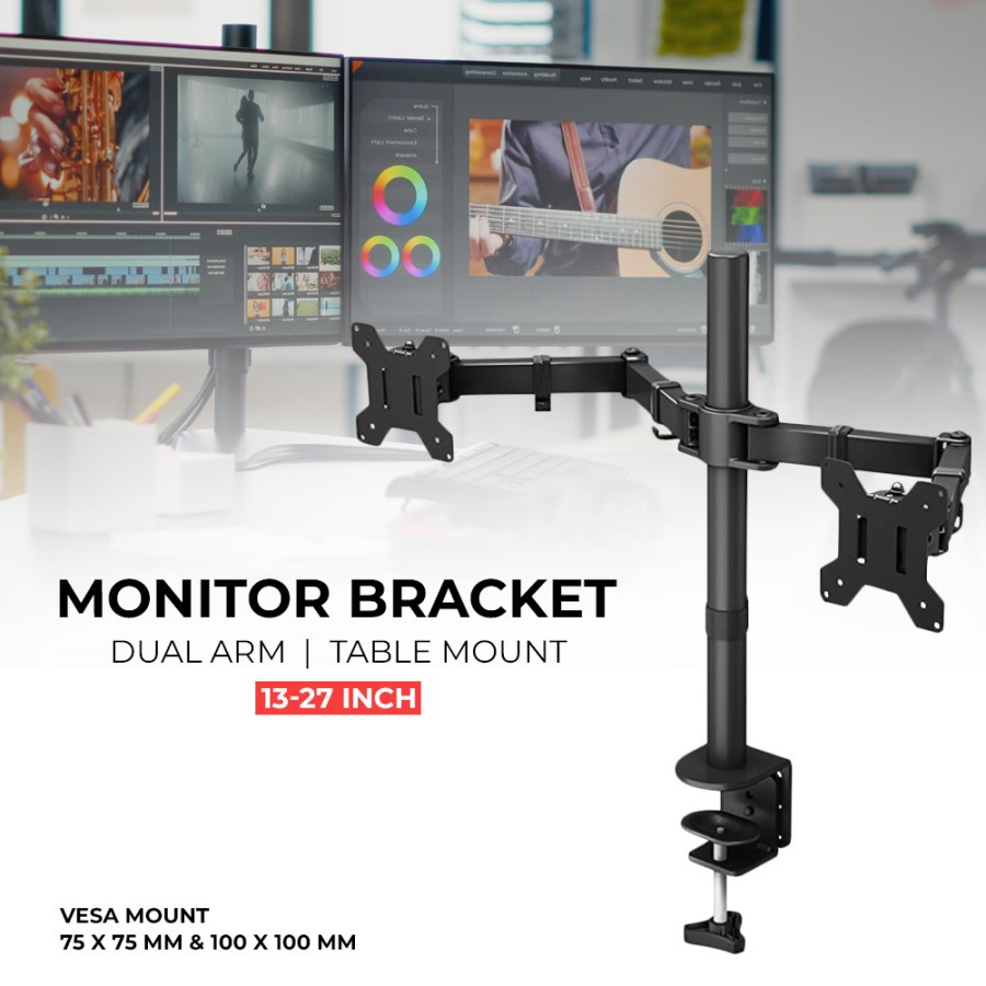 Jual Bracket Monitor Table Mount Dual / Single Arm 100 x 100 10-27 Inch ...