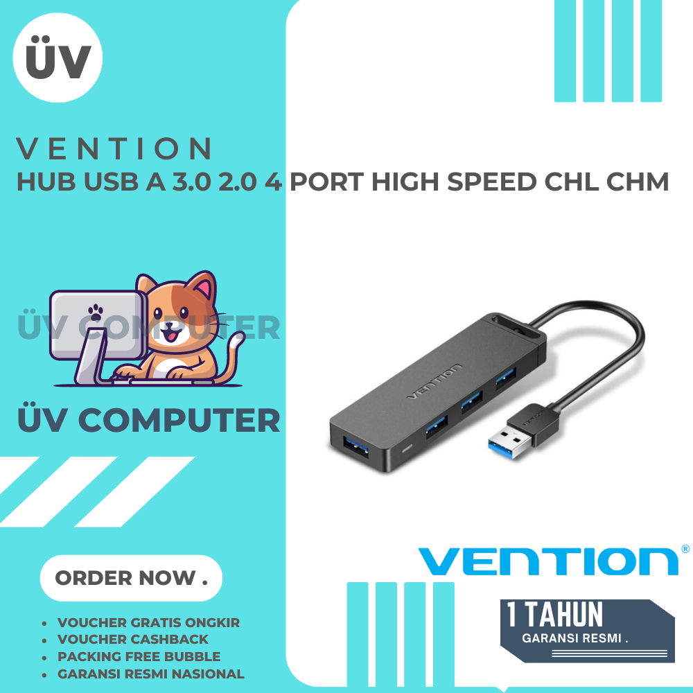 Jual Vention HUB USB A 3.0 2.0 4 Port High Speed w/ USB Power Input CHL CHM | Shopee Indonesia
