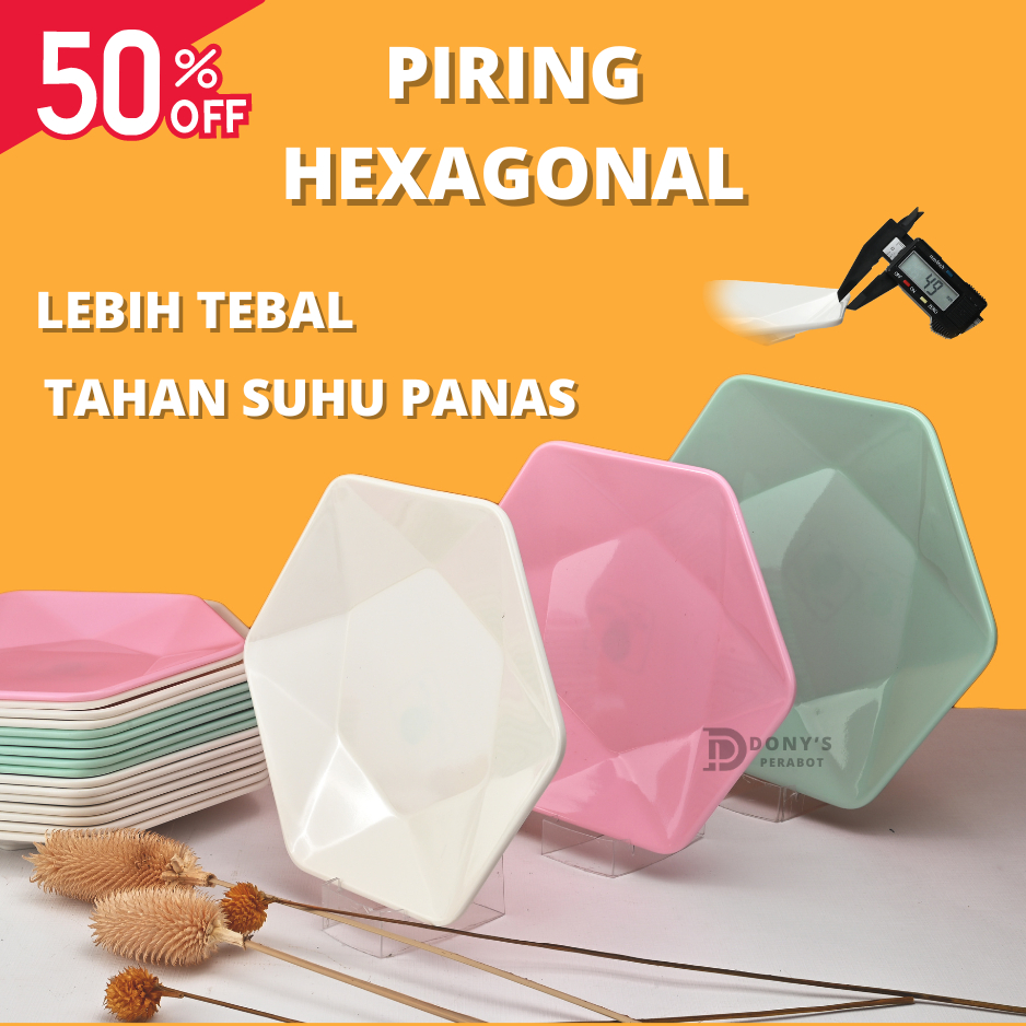 Jual Piring Saji Hexagonal Melamin Tebal Piring Segi Enam Buah Kue ...