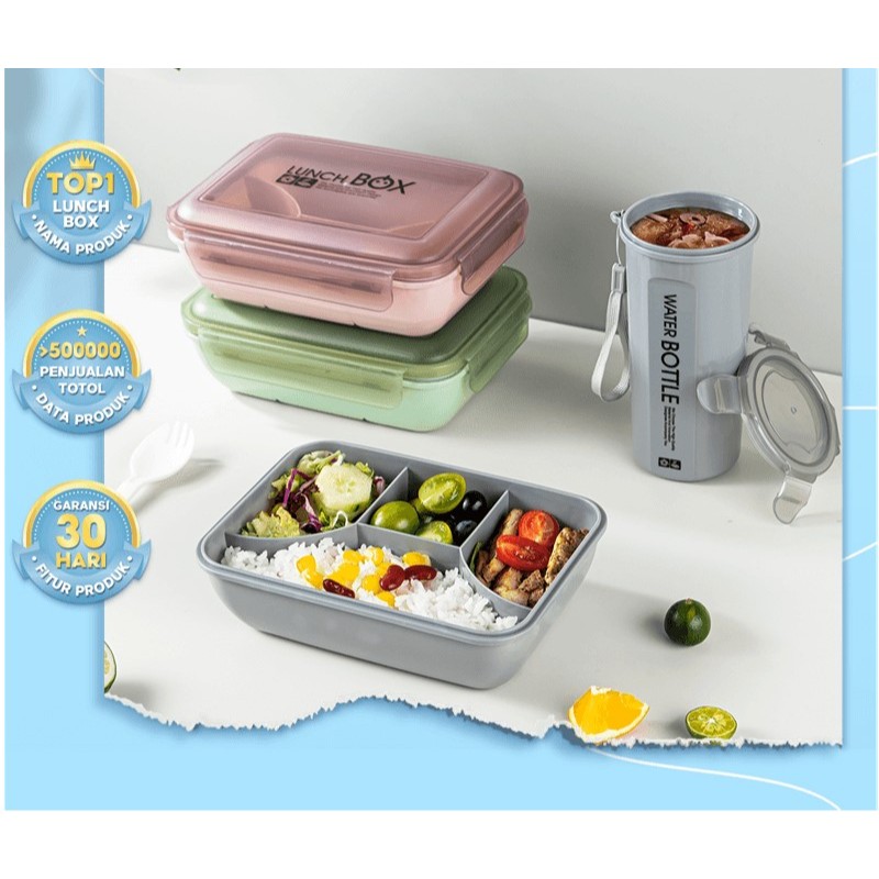 Jual KOTAK MAKAN / TEMPAT MAKAN BENTO LUNCHBOX 5 SKAT BPA FREE 402640 1 SET MATERIAL FOOD GRADE ...
