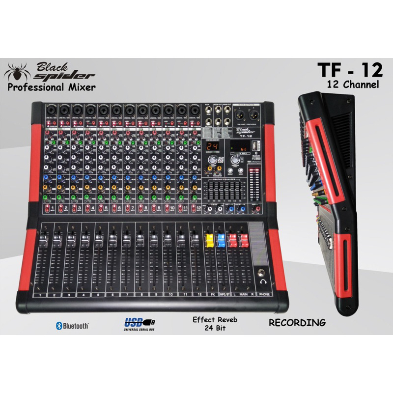 Jual BlackSpider Mixer Black Spider TF12 Black Spider Mixer 12 channel ...