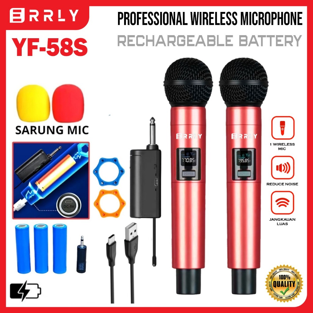 Jual ERRLY Mic Karaoke Wireless Microphone karaoke YF58 YF58S with ...