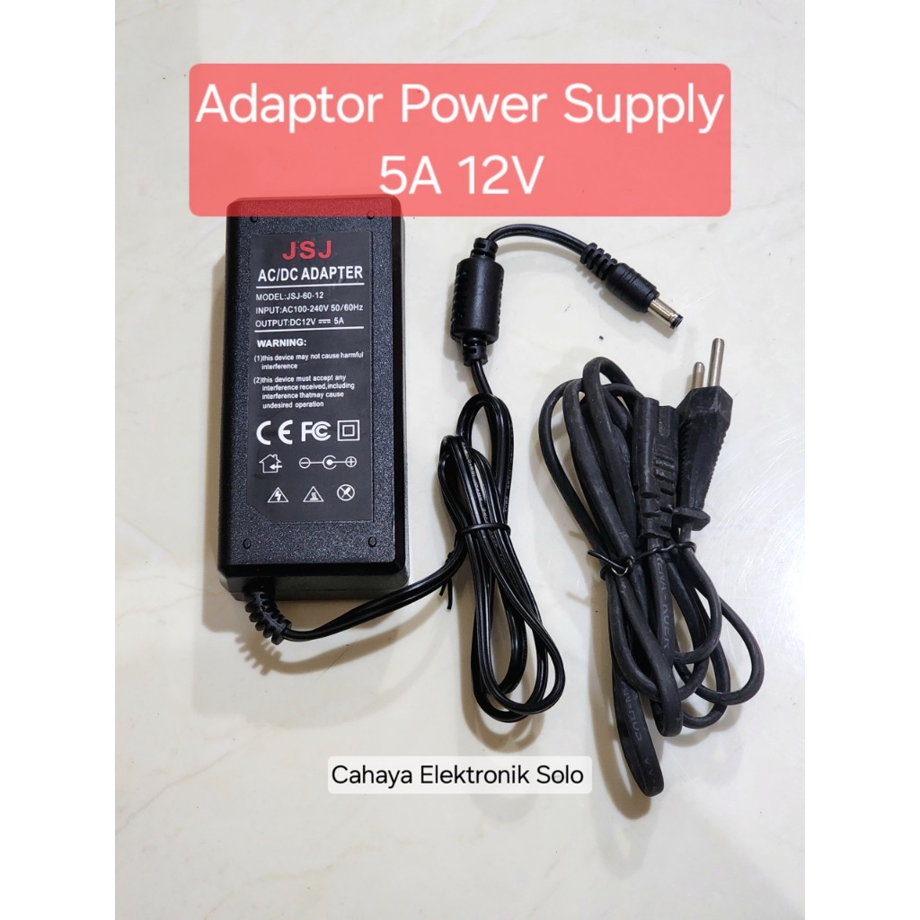 Jual Adaptor 5A 12V Power Supply AC DC Volt 5 A Ampere 12 Volt CCTV ...