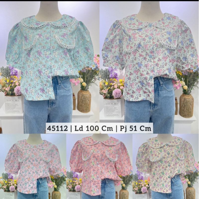 Jual Atasan BKK / Atasan Bangkok / Atasan Lengan Pendek Kerah Renda ...