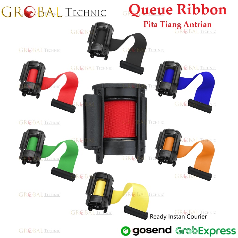 Jual KODE H6I9 Queue Ribbon 2M Kepala Tiang Antrian Pita Roll Tiang ...