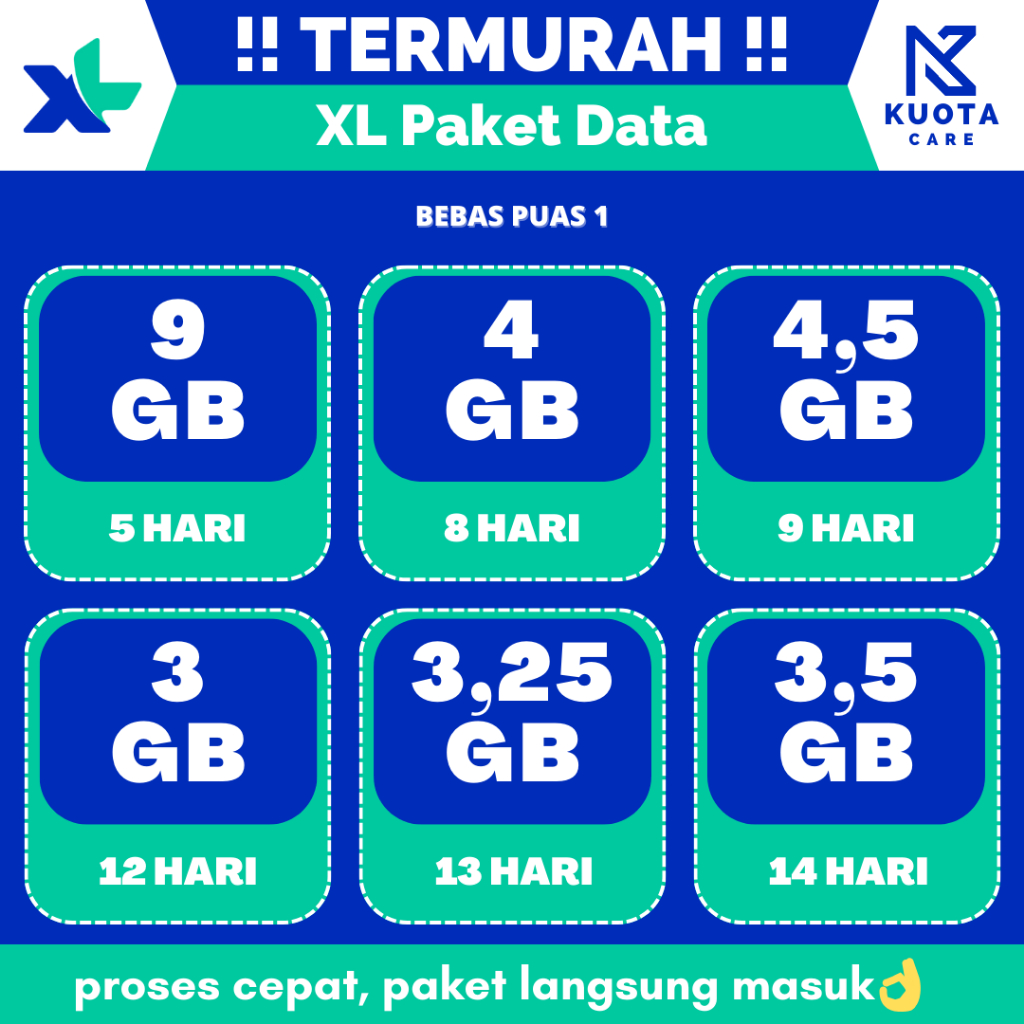 Jual Inject XL Paket Data / Kuota Internet Bebas Puas Promo Murah | Shopee Indonesia