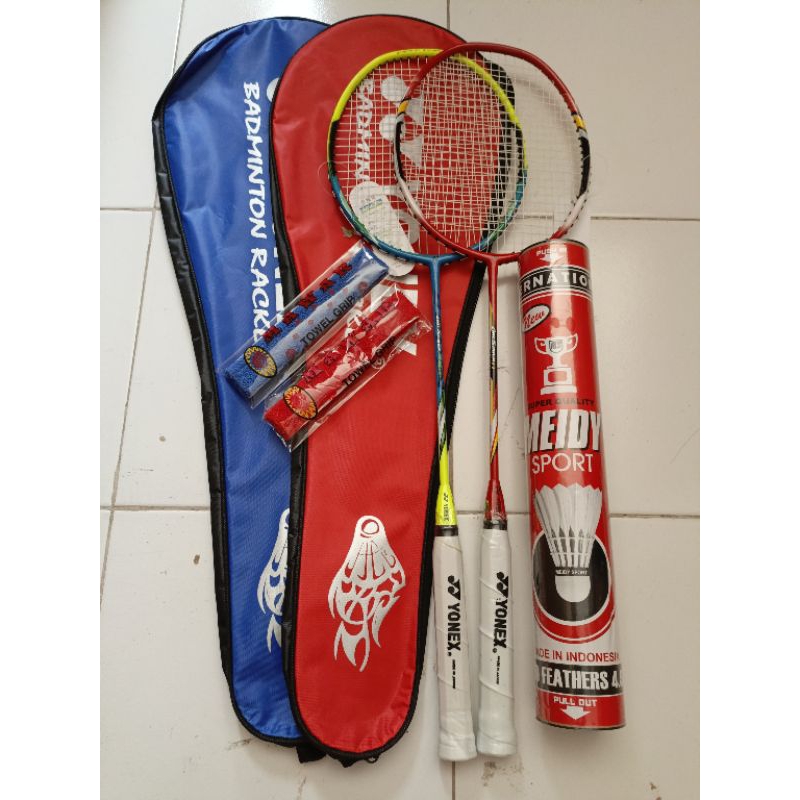 Jual Raket Badminton Paket Komplit free kock 1 selop isi 12 | Shopee ...