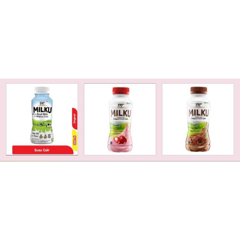 Jual MILKU susu botol 200 ml all varian | Shopee Indonesia