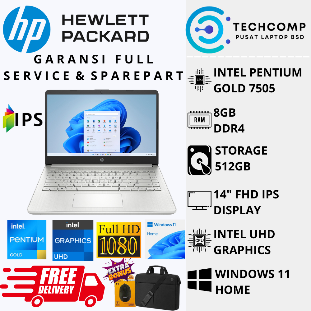 Jual LAPTOP BARU MURAH HP STREAM 14 INTEL PENTIUM GOLD 7505 RAM 8GB ...