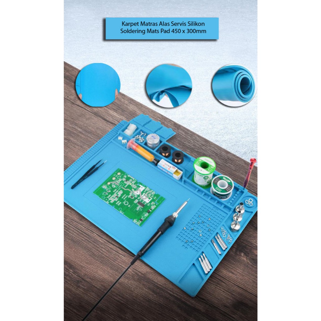 Jual ALAS MATRAS SILICONE SOLDER DENGAN SLOT SOLDERING MATS PAD HEAT ...