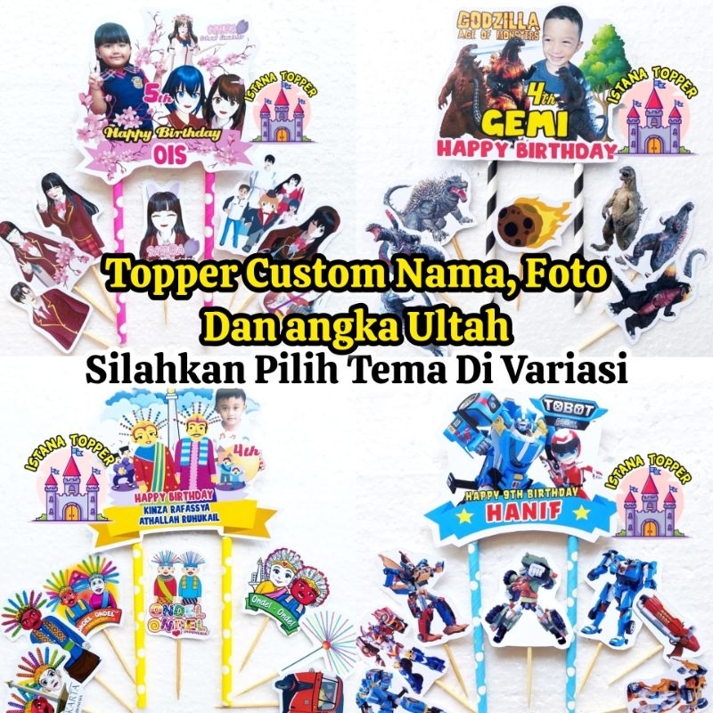 Jual Topper Cake Custom Nama Tema Tobot, Sakura School, Sopo Jarwo ...