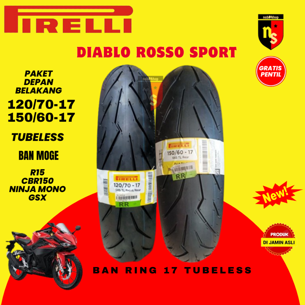 Jual Paket Ban Pirelli Diablo Rosso Sport 120/70-17 & 150/60-17 DRS ...