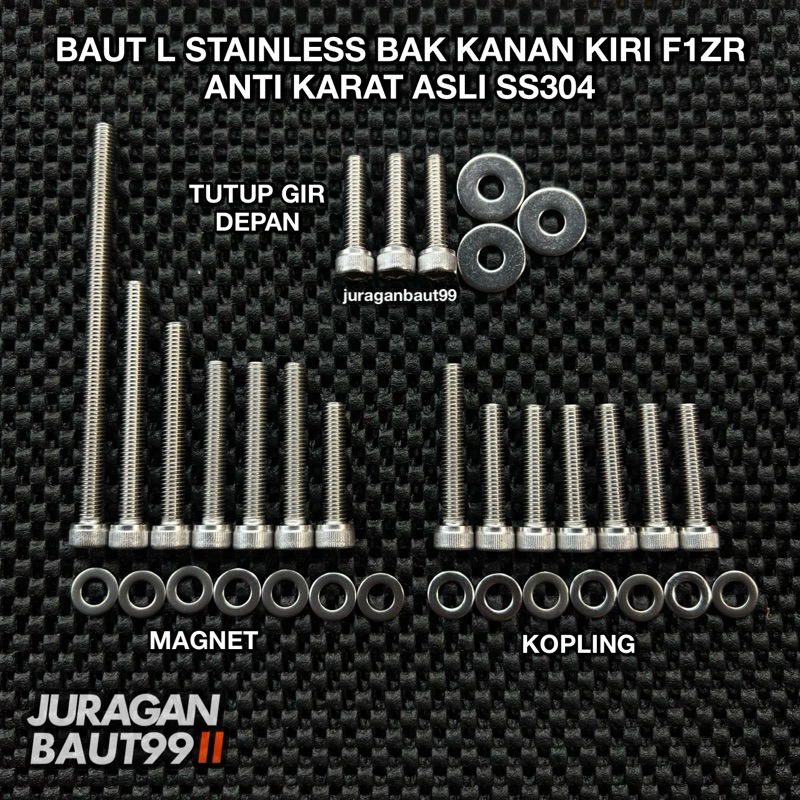 Jual BAUT L STAINLESS BLOK KANAN KIRI TUTUP GIR FIZR F1ZR FORCE1 ANTI KARAT SS304 | Shopee Indonesia