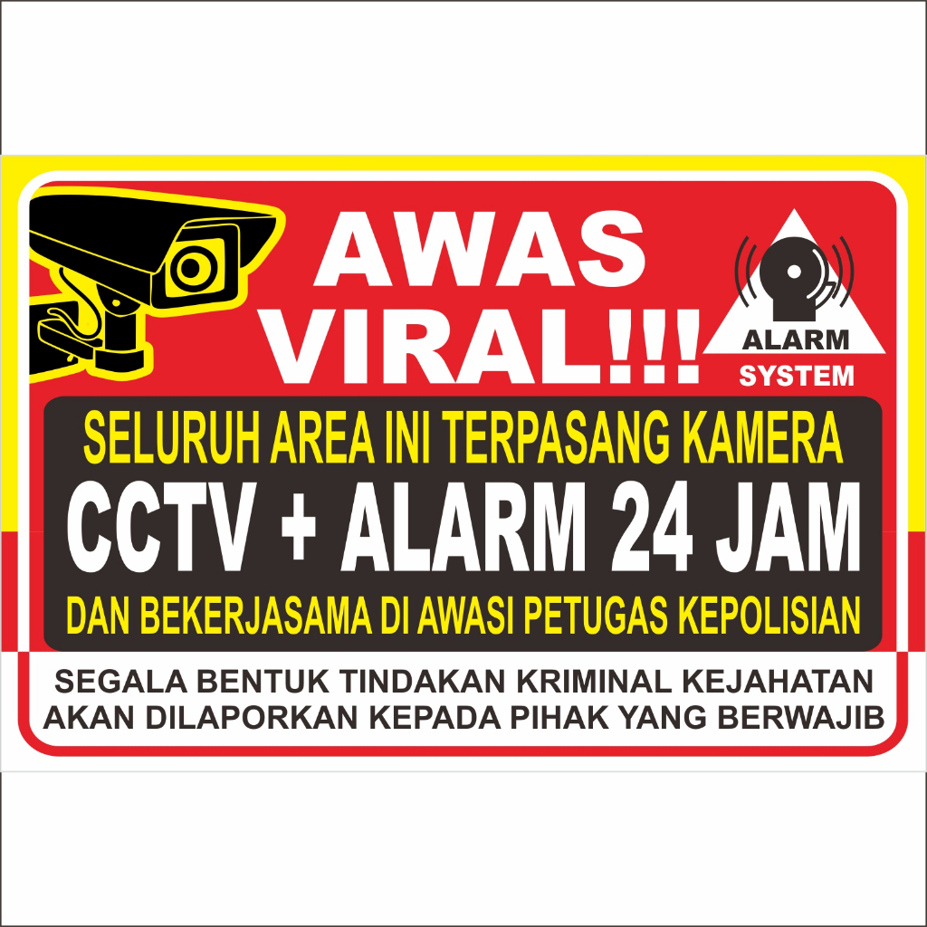 Jual Stiker CCTV Awas Viral Design Terbaru | Shopee Indonesia