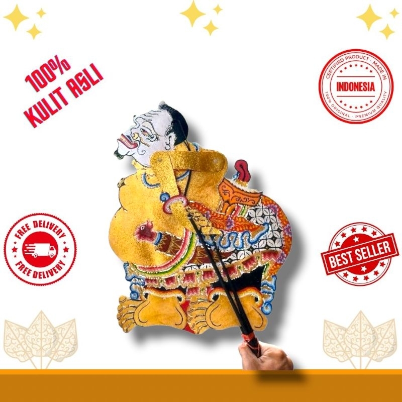 Jual SEMAR EMAS Wayang Kulit sapi Asli / Wayang Kulit Alusan Semar Emas ...