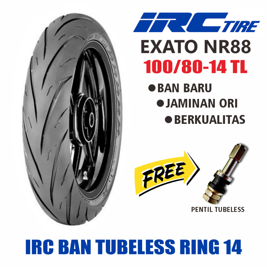Jual IRC EXATO NR88 100/80-14 Ban Luar Tubeless Motor Scooter Matic Ring 14 Original | Shopee ...