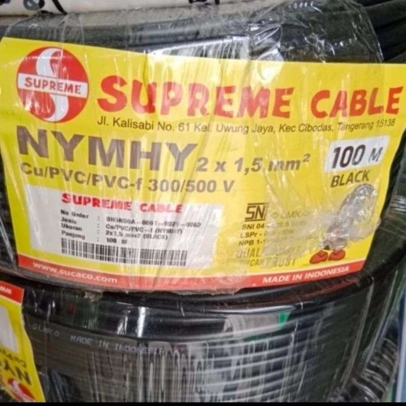 Jual kabel NYYHY 2x1.5mm Supreme potongan meteran NYMHY 2x1.5 serabut hitam | Shopee Indonesia