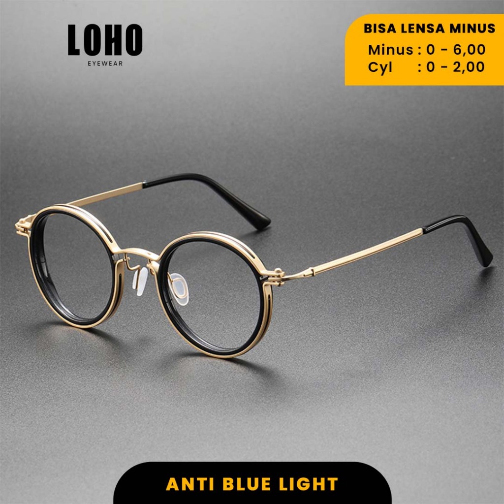 Jual LOHO Kacamata Retro Anti Radiasi Photocromic Bluecromic Minus Anti Blueray Frame Bulat ...