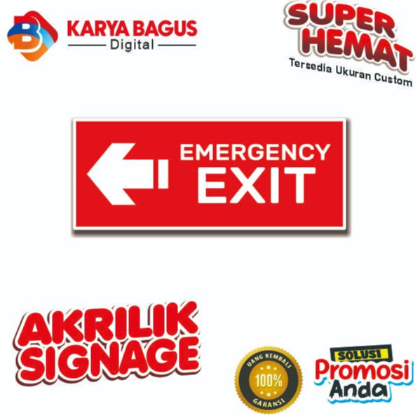 Jual Akrilik Signage Rambu Ukuran 30cm x 10cm "Exit" Custom Ukuran ...