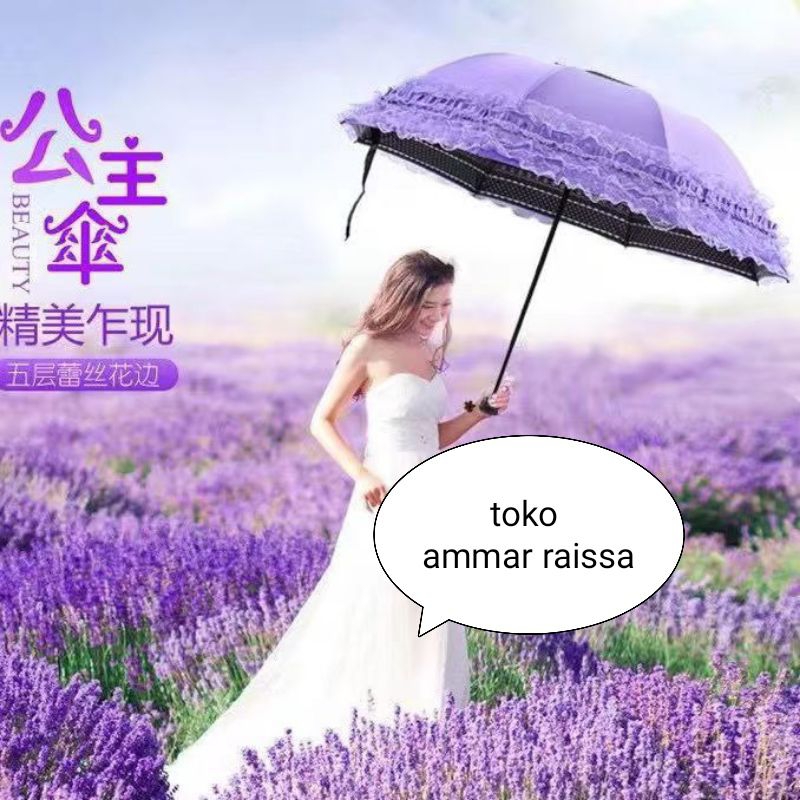 Jual Beauty Princess Umbrella Payung Renda Princess Ungu Anti UV / UPF ...