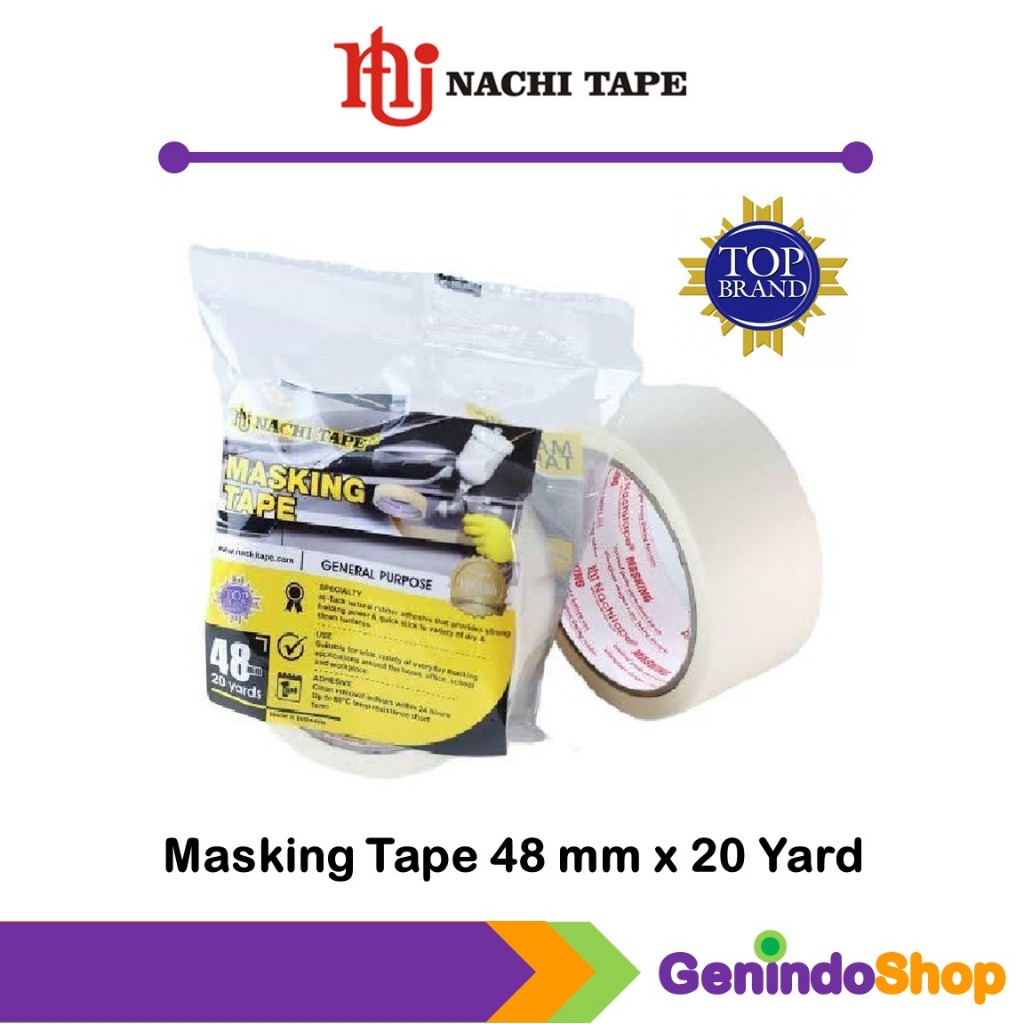 Jual Lakban Kertas / Masking Tape 48 mm x 20 Yard Nachi | Shopee Indonesia
