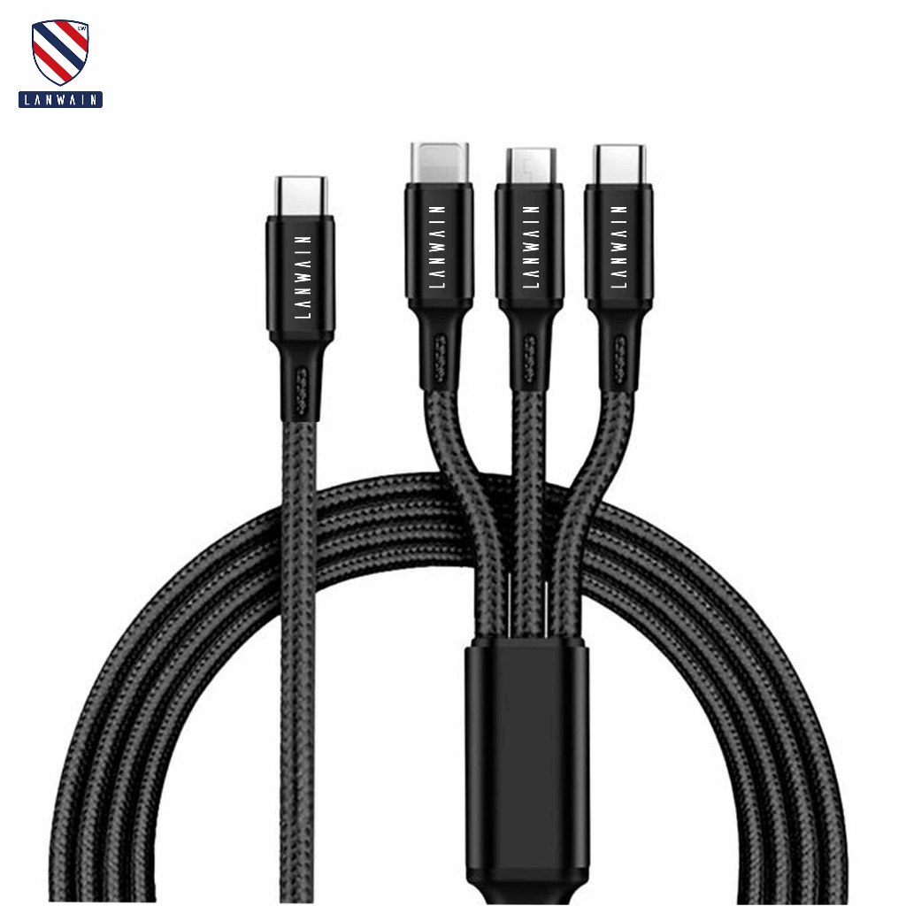 Jual Lanwain 3-in-1 Cable Type-C to C+L+C PD 20W 1.2m One for Three ...