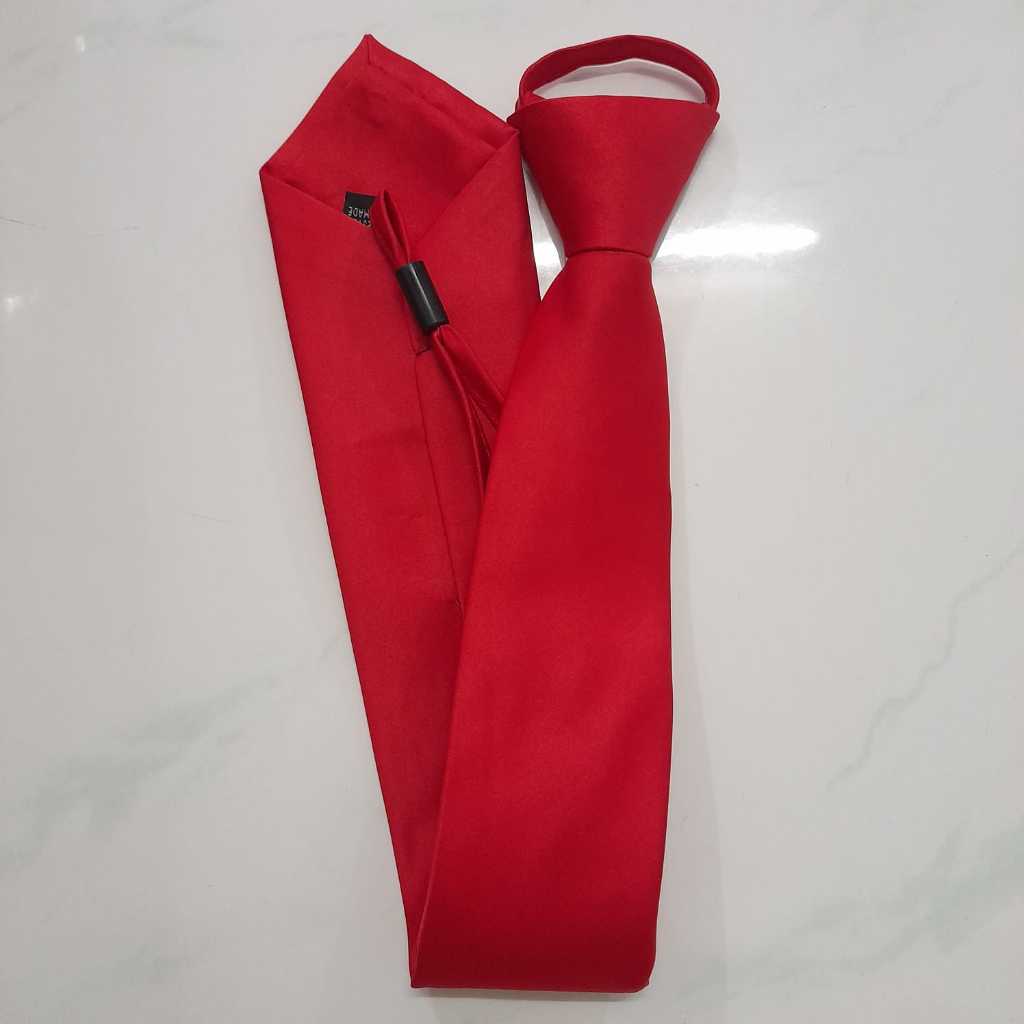 Jual Dasi Pria Dasi Instan Siap Pakai Dasi Merah Decarlo | Shopee Indonesia