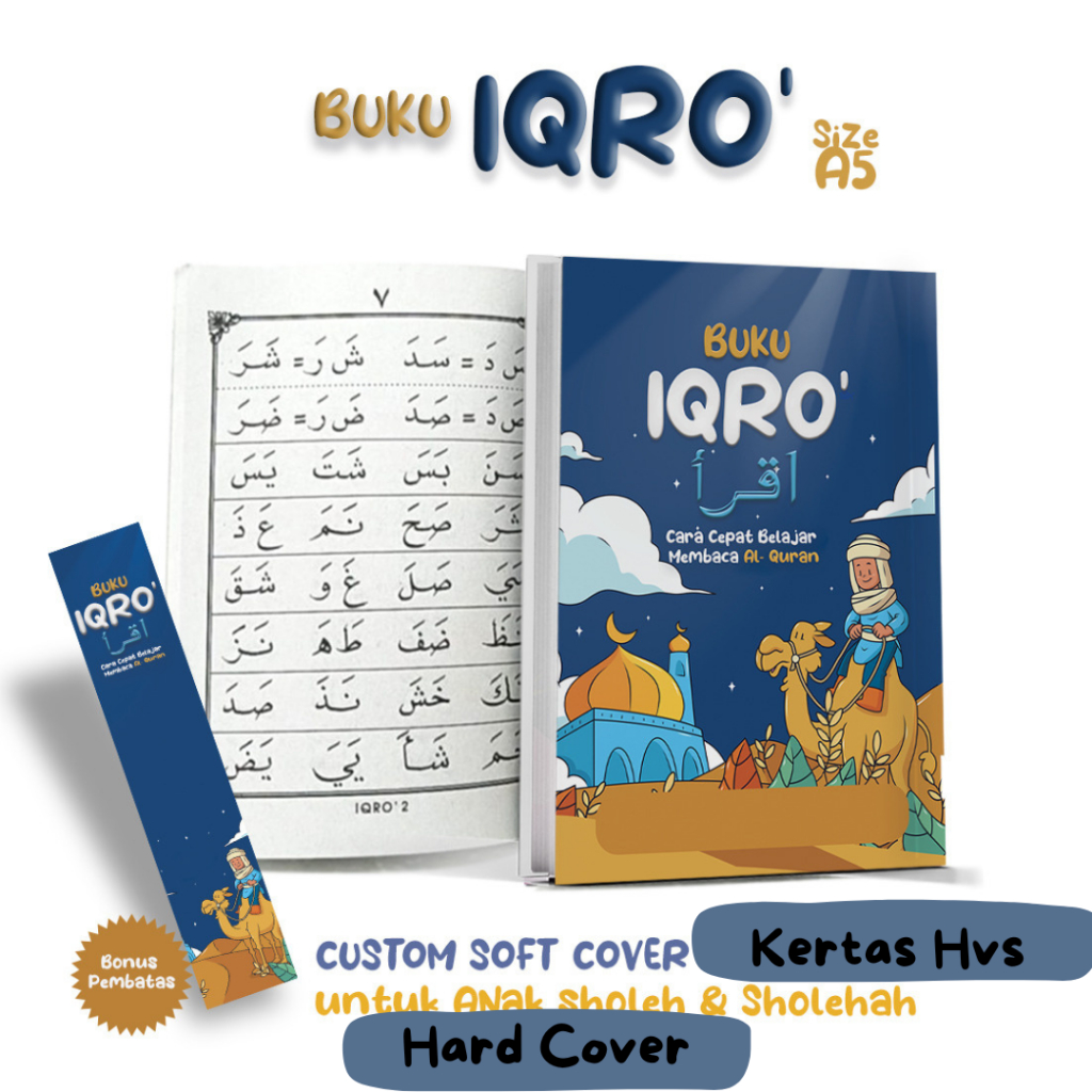 Jual Buku Iqro Custom Cover + Nama Hard Cover Untuk Anak Sholeh ...