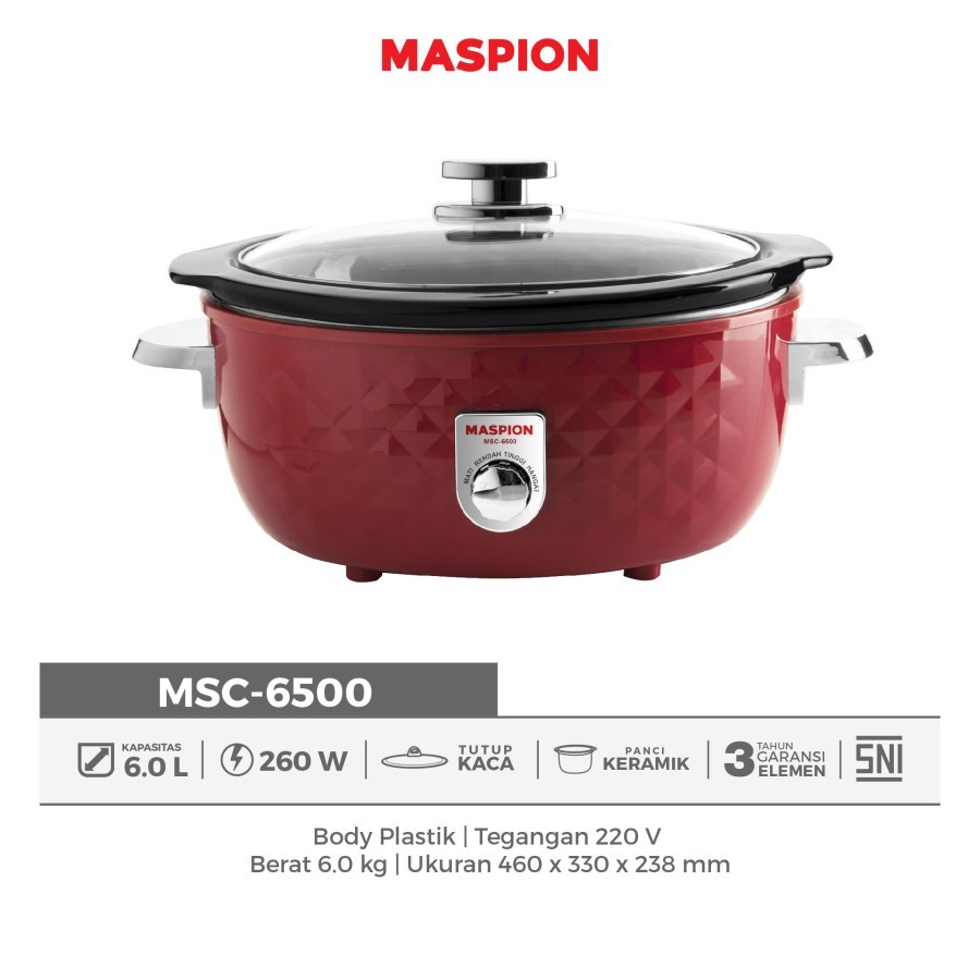Jual Slow Cooker 6 Liter MSC 6500 Maspion MSC6500 Pemasak Lambat bubur ...