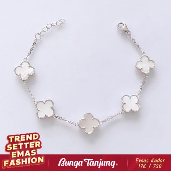 Jual GELANG FASHION CLOVER WHITE - EMAS 17K - BUNGA TANJUNG GOLD ...