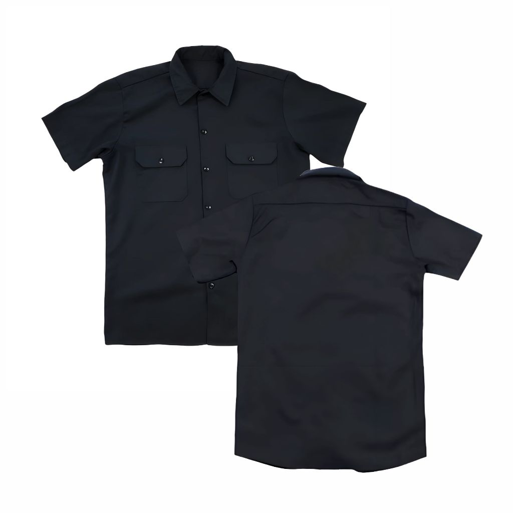 Jual Alfaeyza Kemeja workshirt POLOS warna hitam kualitas distro unisex ...
