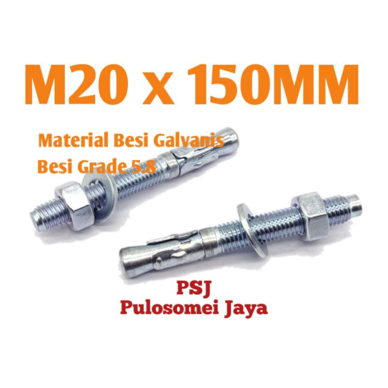 Jual Angkur Trubolt M20 x 150 / Wedge Anchor M20 x 150 Galvanis ...