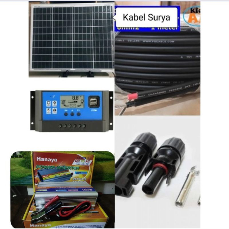 Jual Panel Surya Satu Set 50 Wp Satu Set Inventer 1000 Watt | Shopee ...