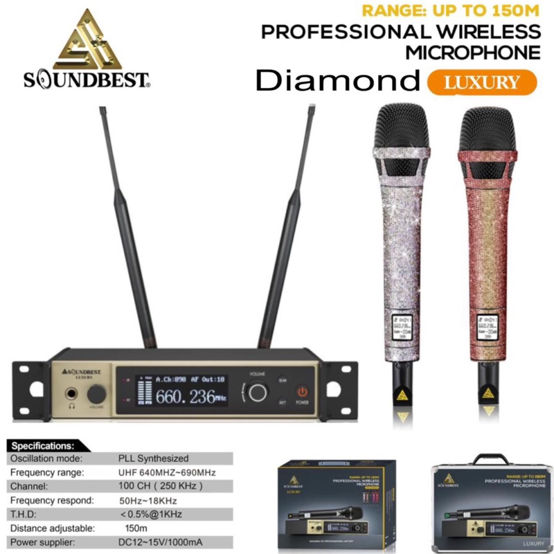 Jual mic wireless soundbest luxury diamond original single mic ...