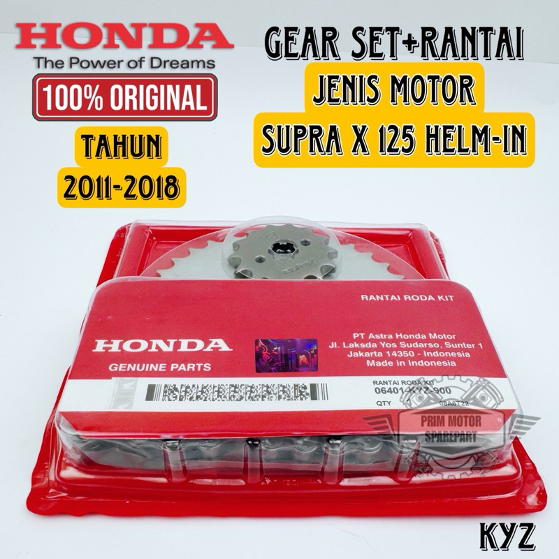 Jual GEAR SET ORIGINAL+RANTAI KYZ HONDA SUPRA X 125 HELM IN TAHUN 2011 ...