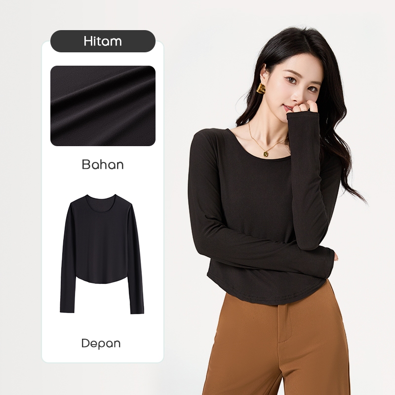 Jual Kemeja Turtleneck Lengan Panjang/Blus Wanita/Kaos Slim Fit Wanita ...