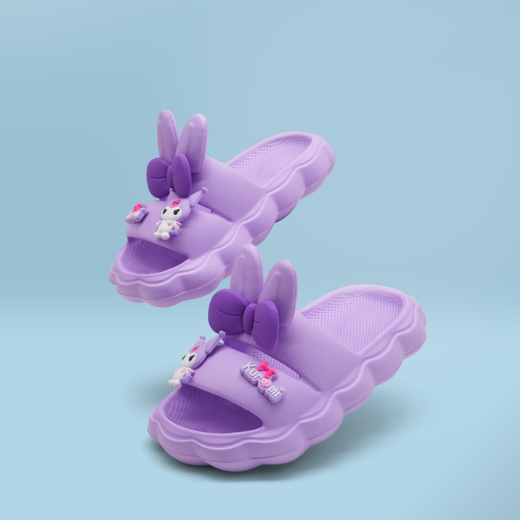 Jual Sandal Slop Karet Anak Kuromi/Mixue Pita Terbaru Sendal Harian ...