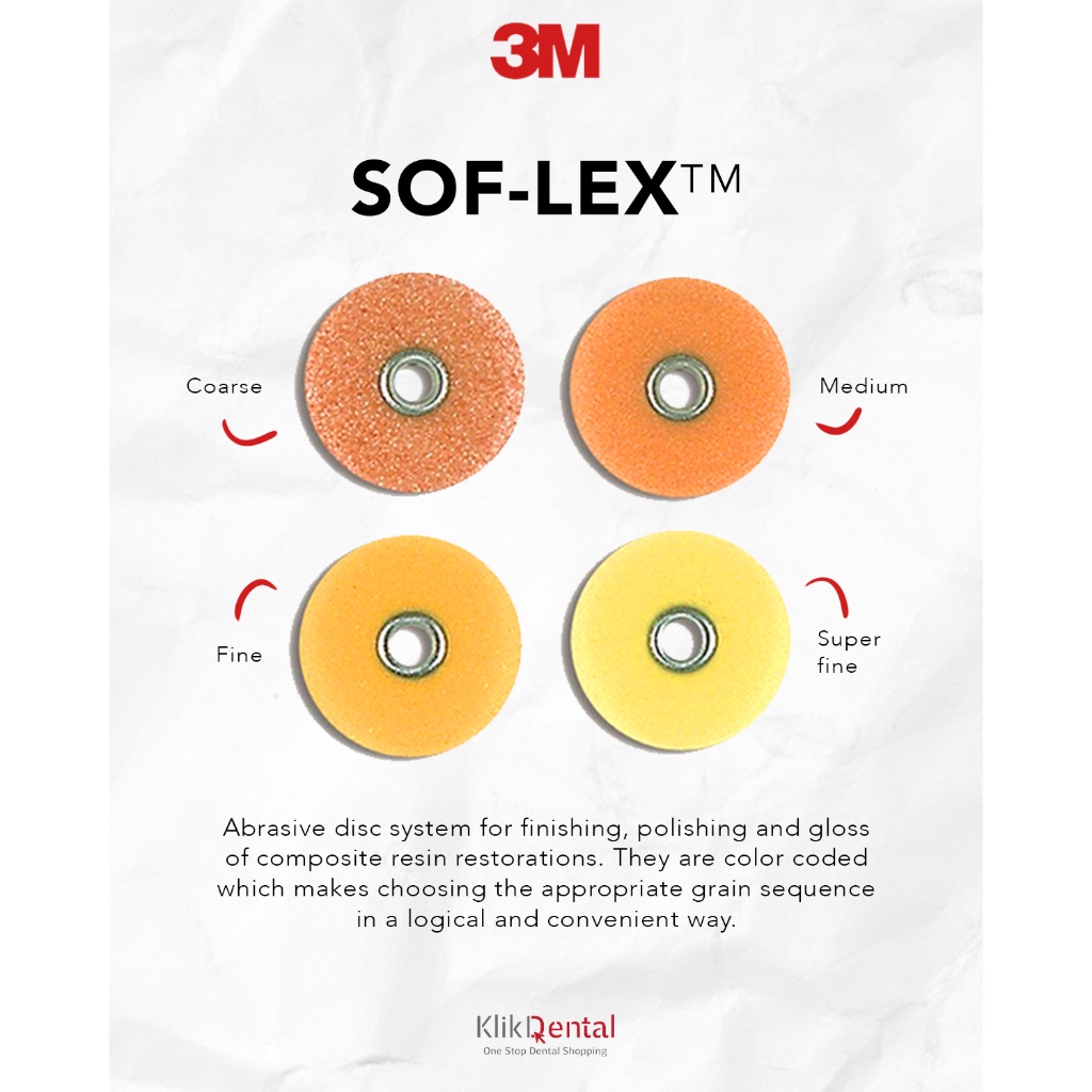 Jual KLIK DENTAL 3M ESPE Soflex Coarse Red isi 30 disc ( Merah Bata ...