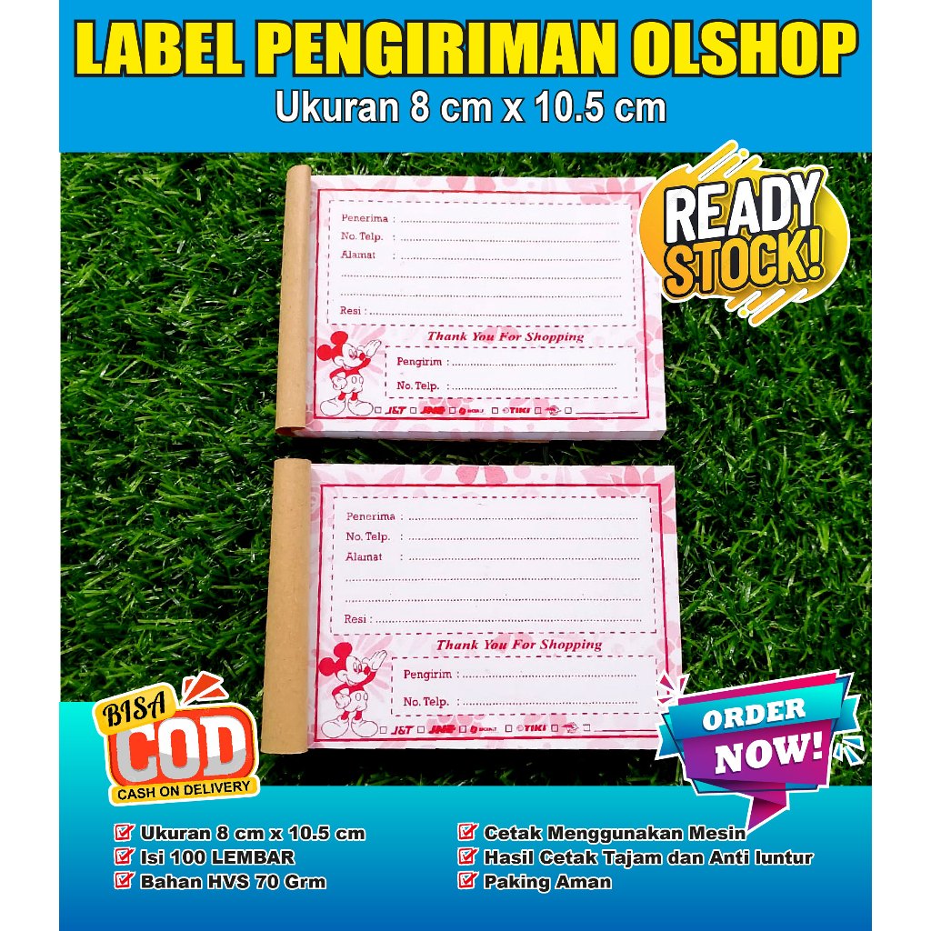 Jual label pengiriman / label pengiriman olshop motif Mickey mouse ...